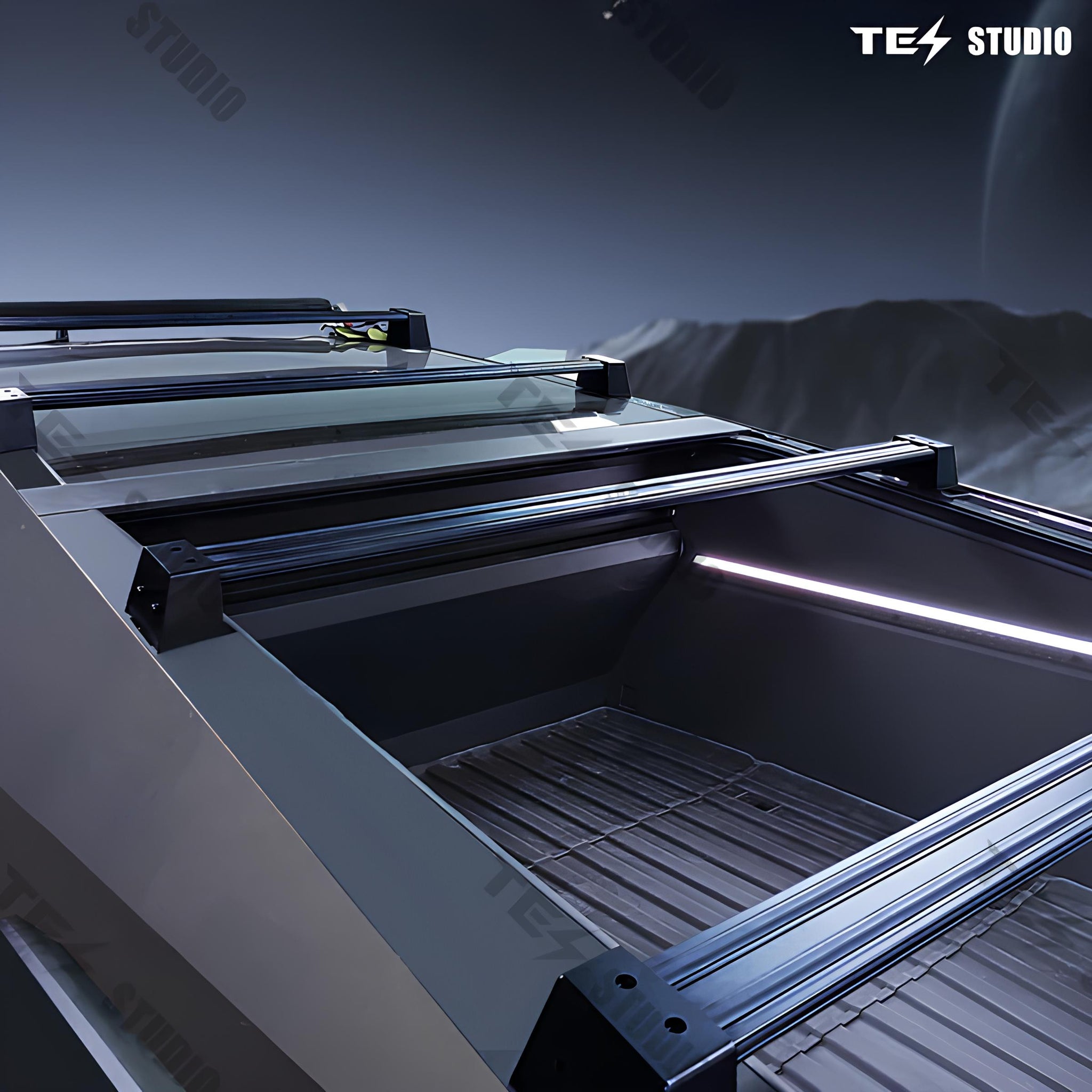 Crossbar Roof Rack Rooftop Cargo Rack Carrier For Cybertruck Tesstudio