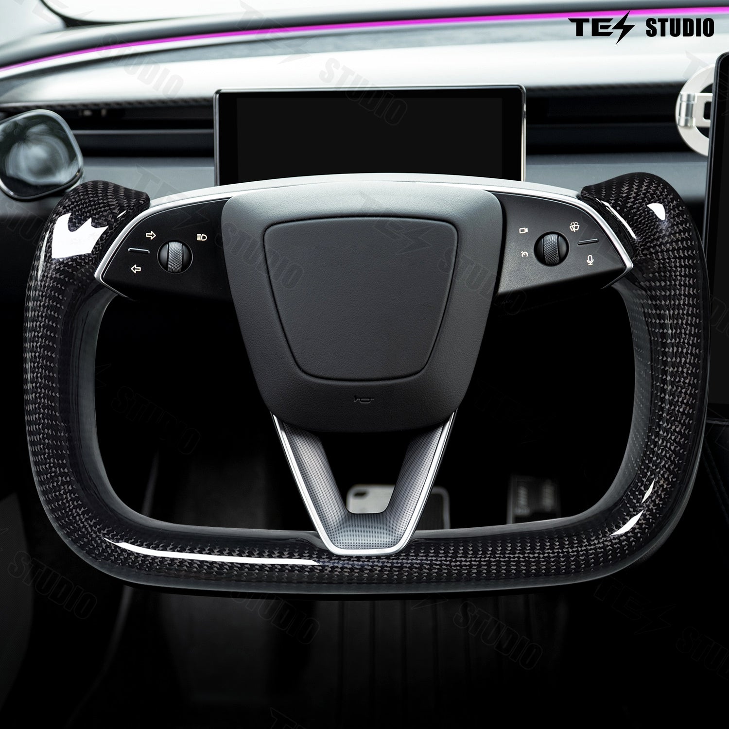 Tesla Model Y Juniper Real Carbon Fiber Yoke Steering Wheel Tesla Model ...