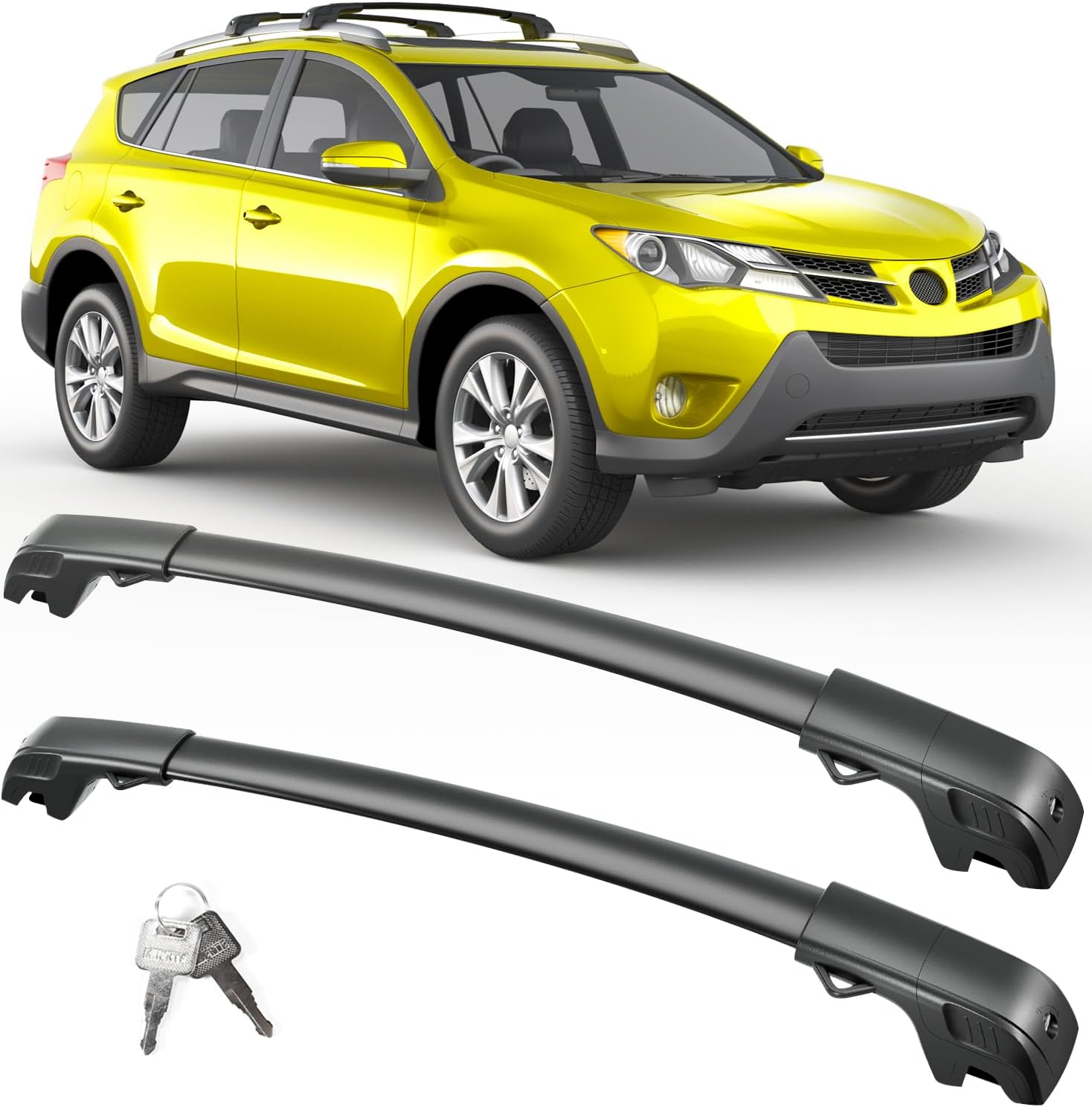 Lockable Roof Rack Cross Bars for Toyota Rav4 2013–2018 Black Carrier