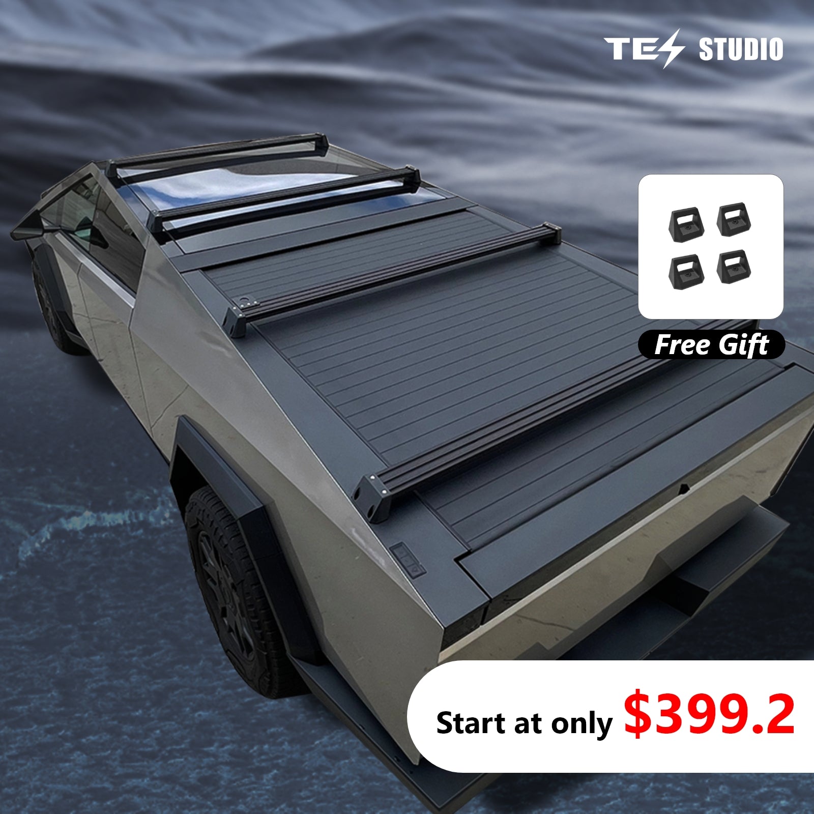 Crossbar Roof Rack Rooftop Cargo Rack Carrier For Cybertruck Tesstudio