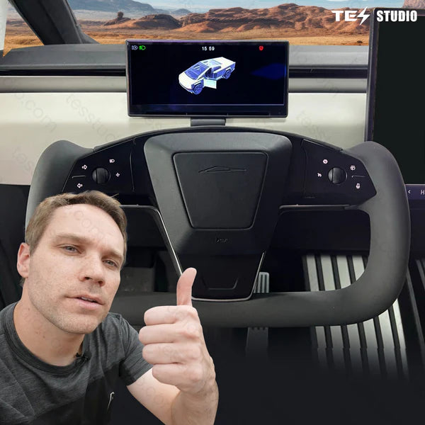 Cybertruck Yoke Steering Wheel & C9 9" CarPlay Dashboard Screen Combo