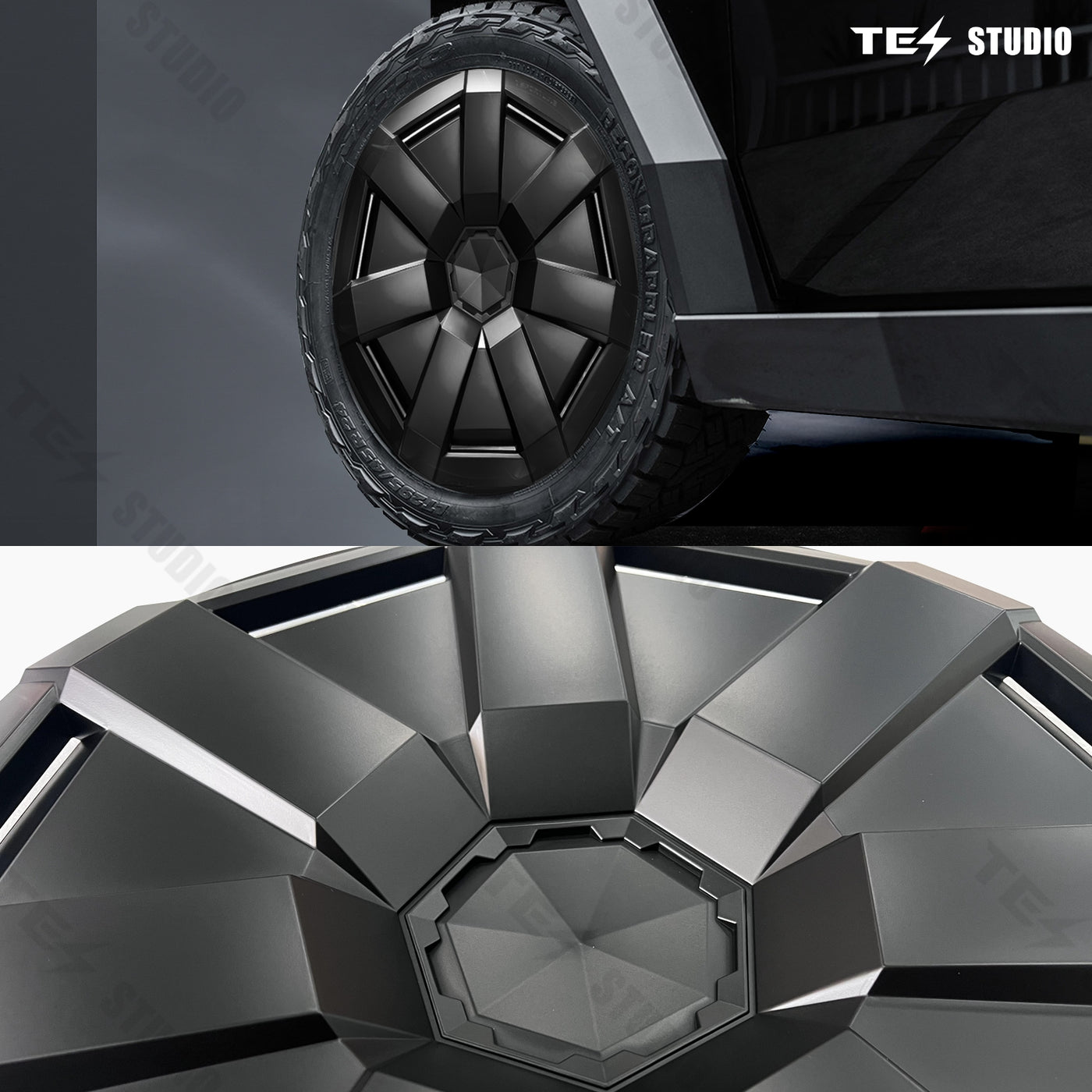 Original Matte Black Wheel Covers for Tesla Cybertruck | Set of 4