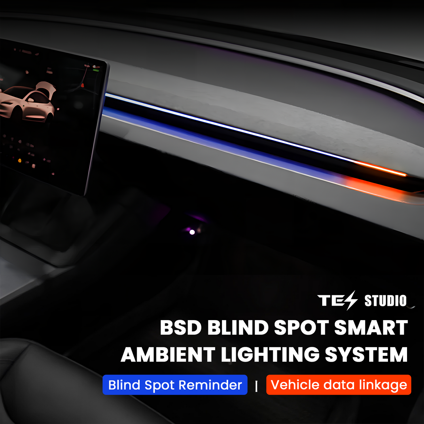 Tesla Model 3 & Y Juniper Blind Spot Monitor with Ambient Lighting